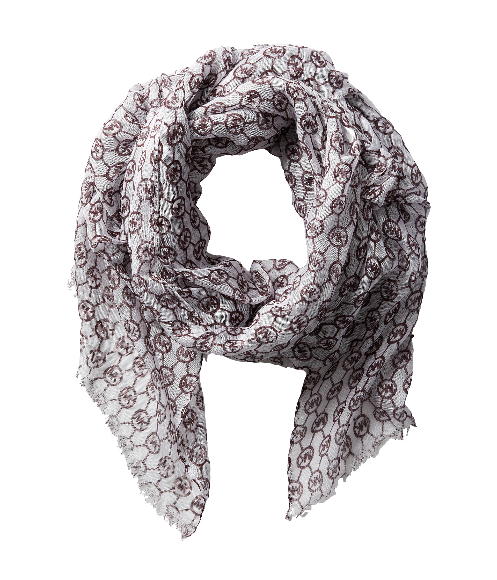 MICHAEL Michael Kors Jet Set Monogram Scarf Chocolate - Zappos.com Free ...