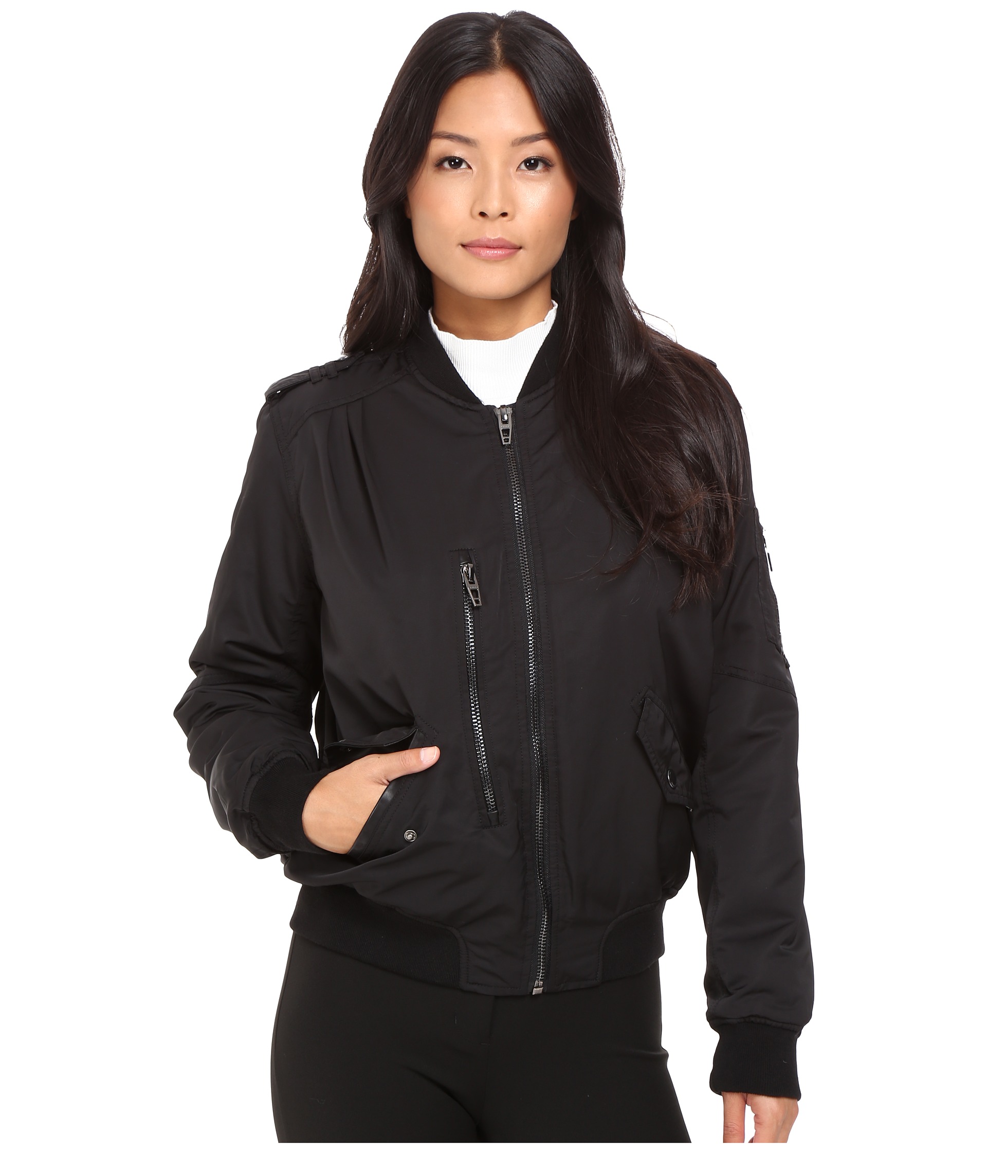 Blank NYC Bomber Jacket in Commuter Sentence Black - Zappos.com Free ...